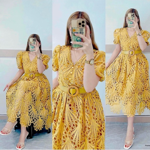 Gold Label | Dresses | Brand New Yellow Puff Sleeve Midi Sundress For ...